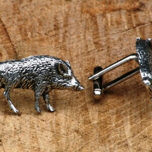Wild Hog Boar Cufflinks Pewter UK Handmade Hunting Fathers Day Gift 035 ...