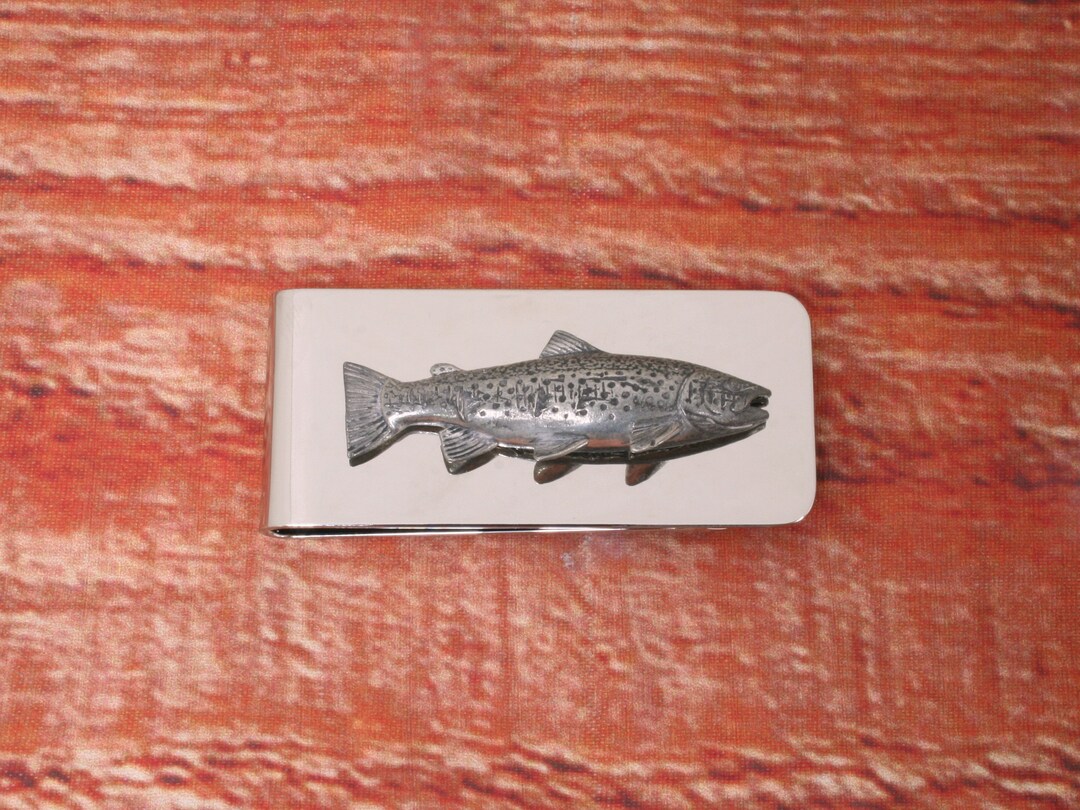 River Fish Money Clip Metal Mens Free Engraved Carp Trout Pike Father's ...