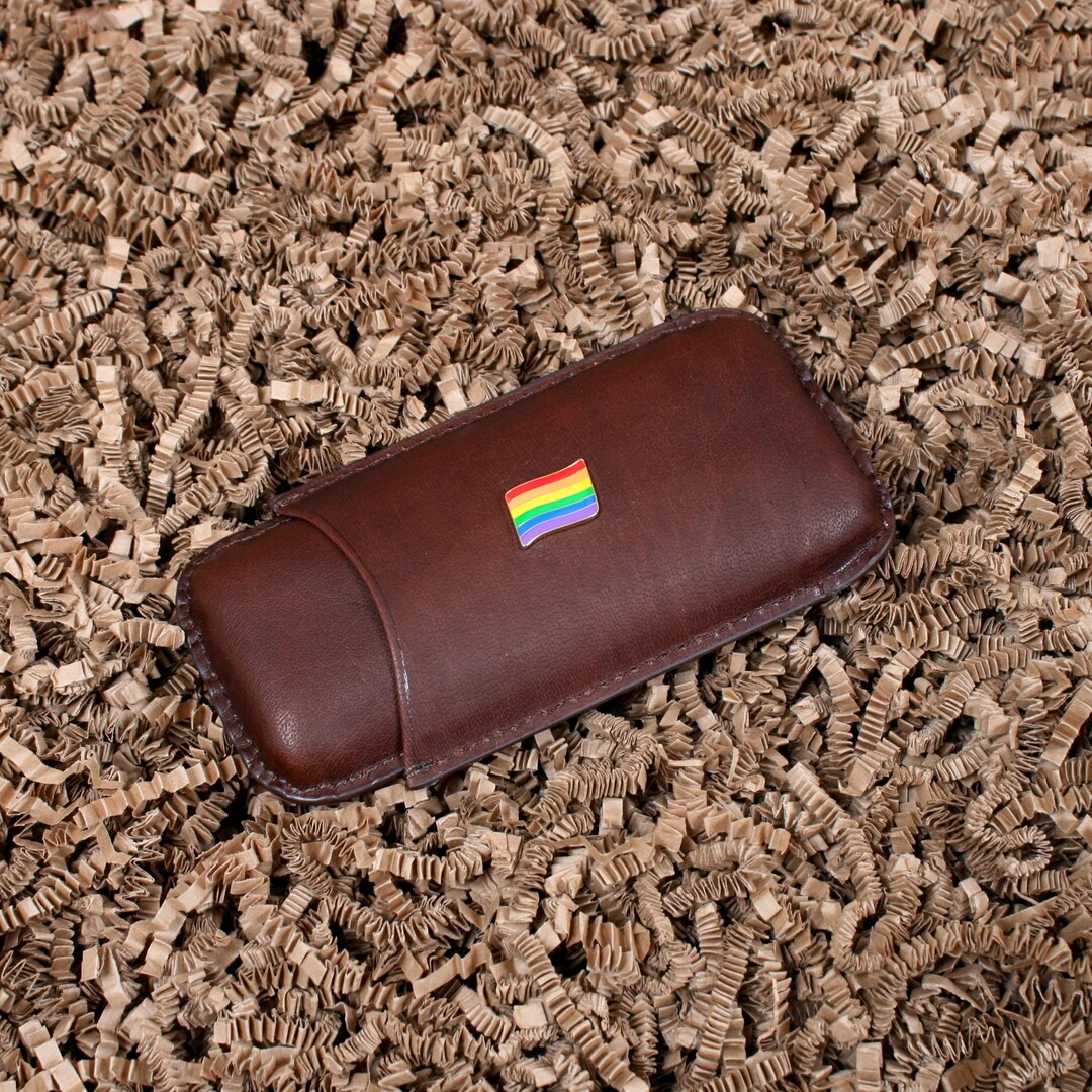 Pride Brown Leather Cigar Tube Travel Holder for 2 Cigars LGBT BLM ...