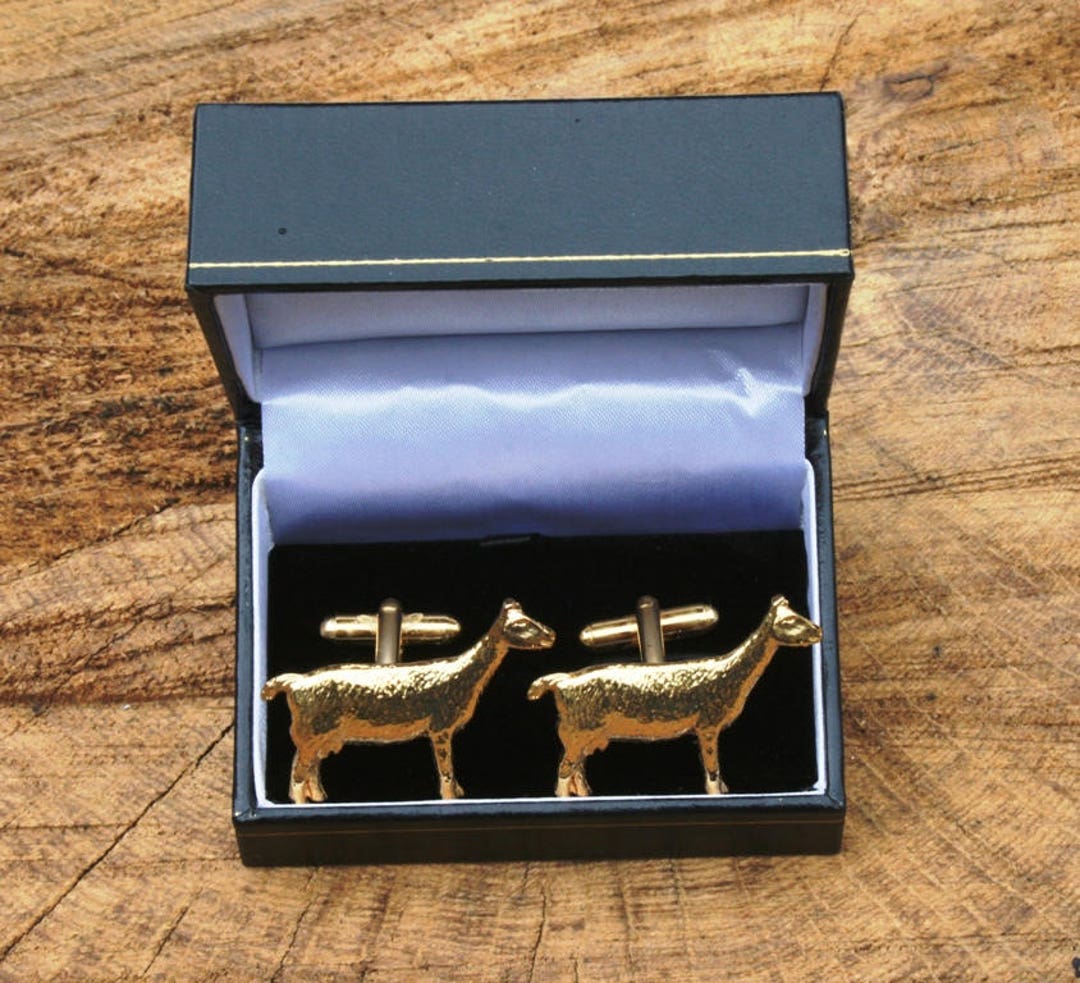Farm Goat Design Gold Plated Cufflinks UK Handmade Fathers Day Gift ...