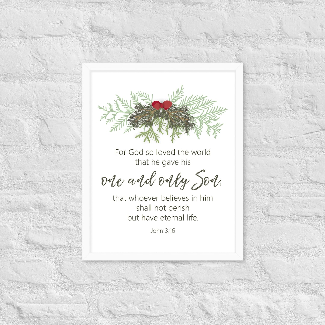 Christmas John 3:16 Bible Verse Printable Wall Art, Christmas Decor - Etsy