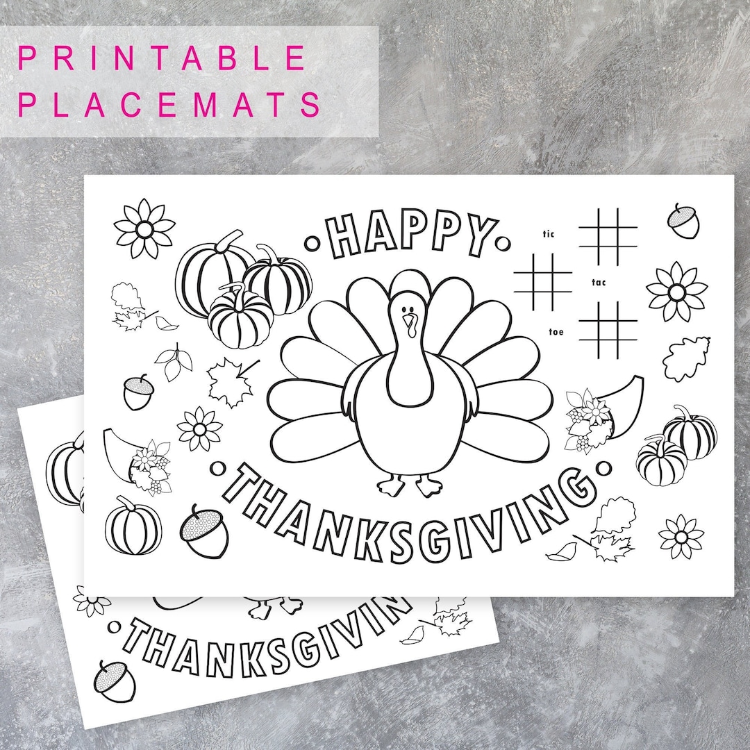 Happy Thanksgiving Printable Placemat, Coloring Placemat, Turkey Kid ...