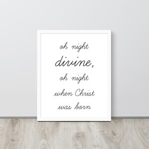 Christmas Oh Night Divine Nativity Printable Wall Art, Christmas Decor ...
