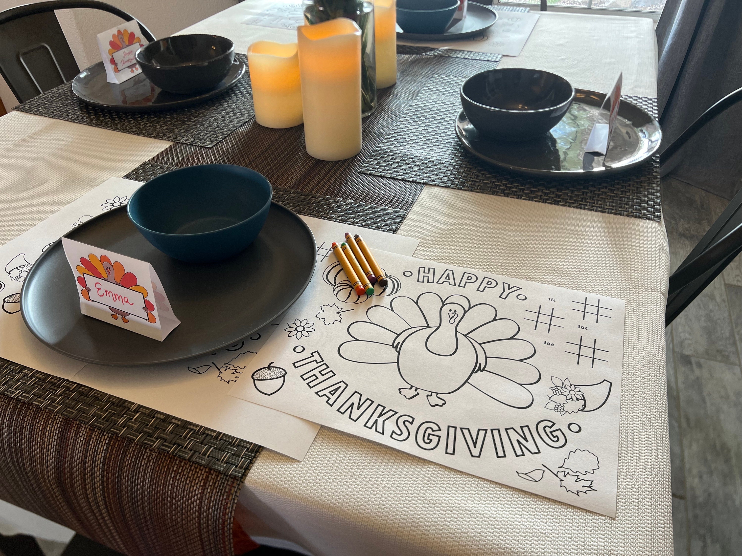 Thanksgiving Coloring Placemat, Turkey Kid Craft (digital Download) - Etsy