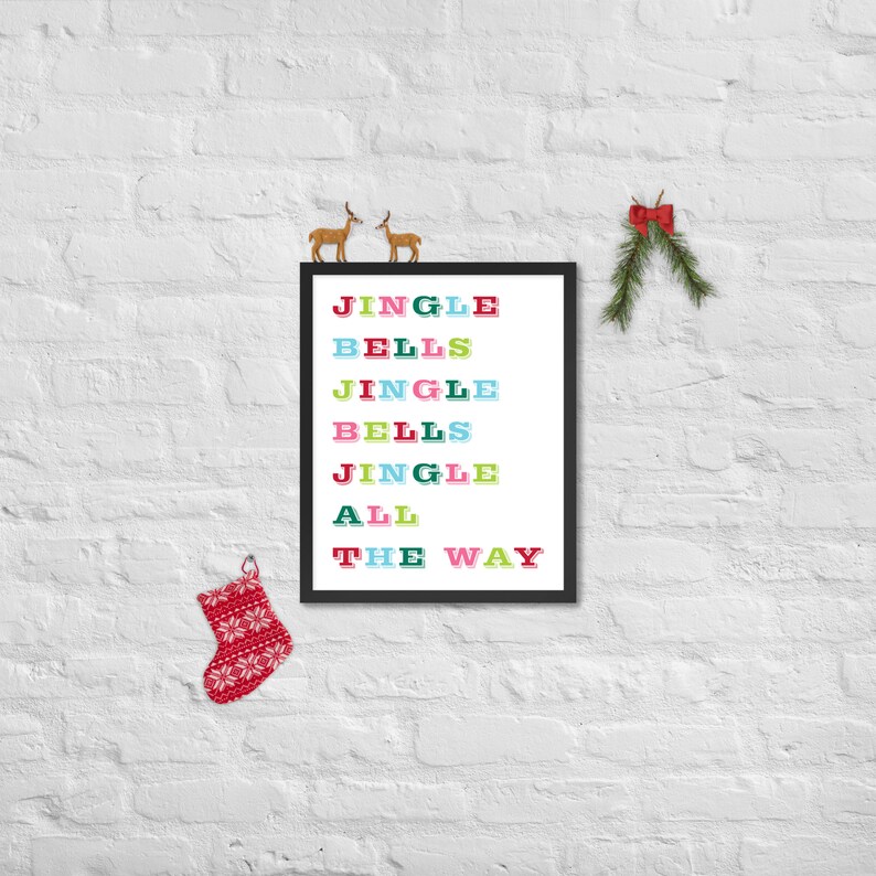 Colorful Jingle Bells Printable Wall Art, Christmas Decor, Colorful ...