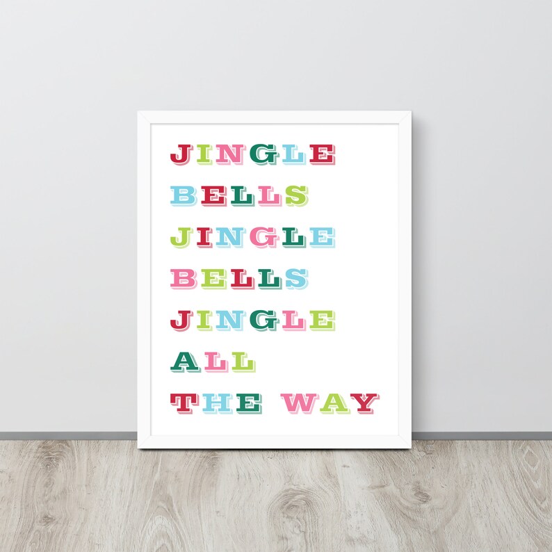 Colorful Jingle Bells Printable Wall Art, Christmas Decor, Colorful ...