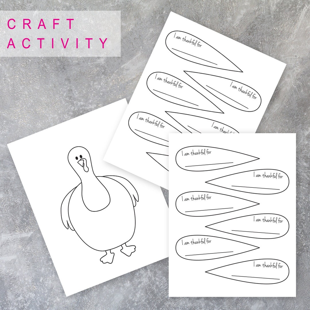 Thanksgiving Turkey Craft Activity, I Am Thankful for Coloring (digital ...