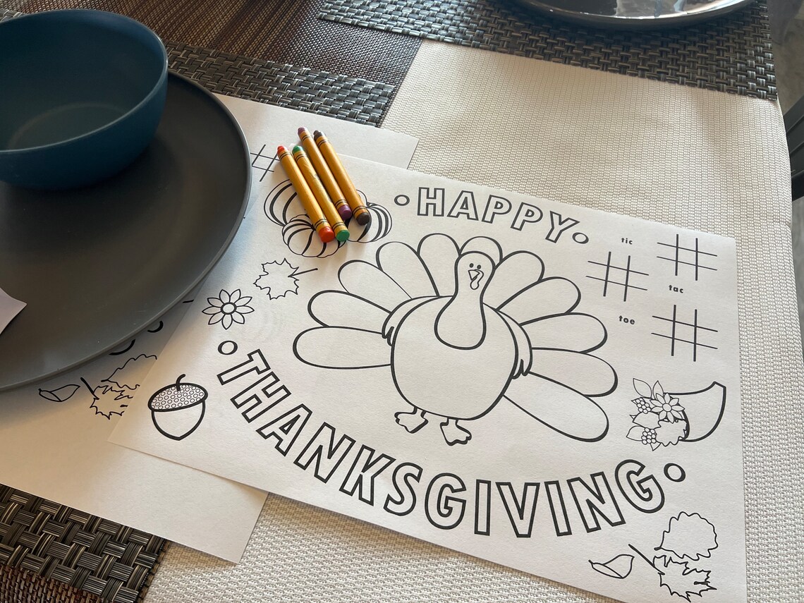 Thanksgiving Coloring Placemat, Turkey Kid Craft (digital Download) - Etsy