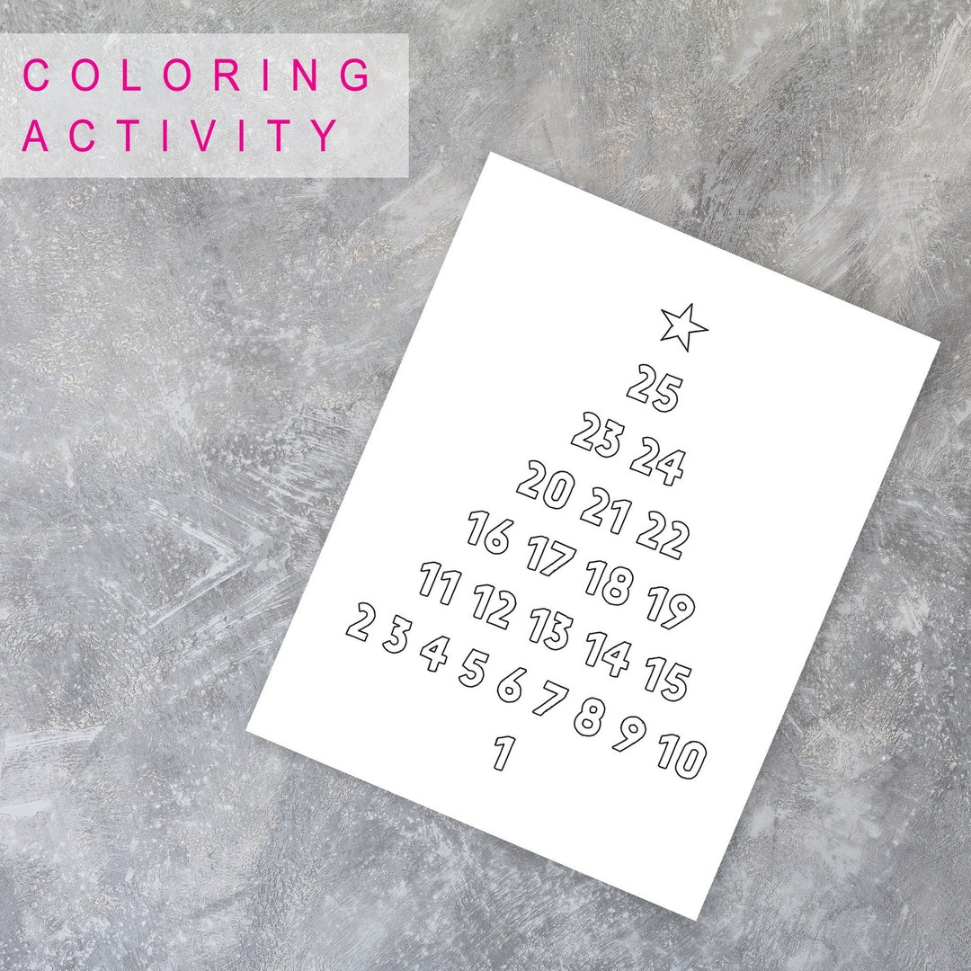 Christmas Tree Countdown Numbers Printable Coloring Page, Christmas ...