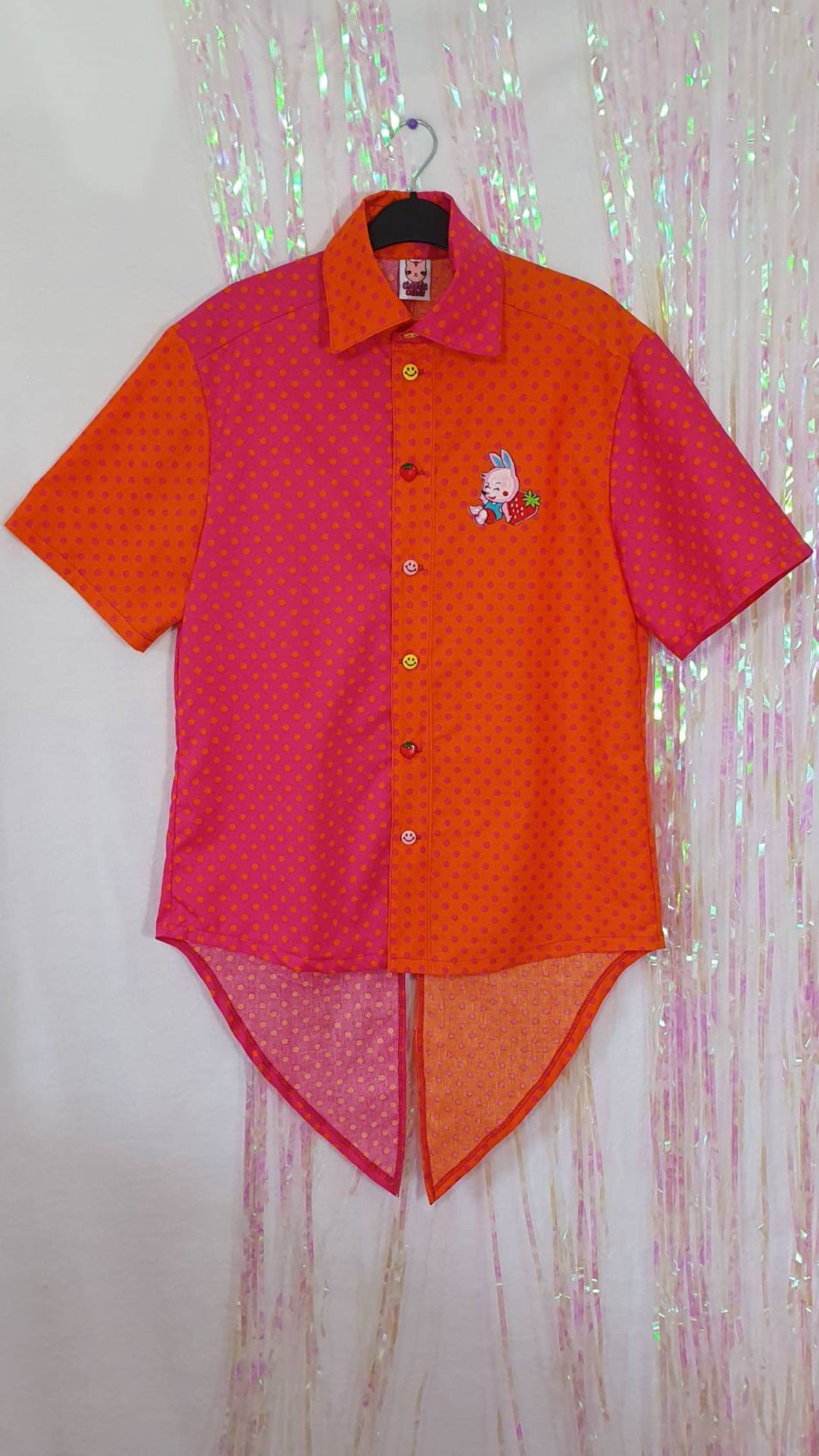 DECORA Bright Orange Pink MASC Mens Fit SHIRT Tails - Etsy