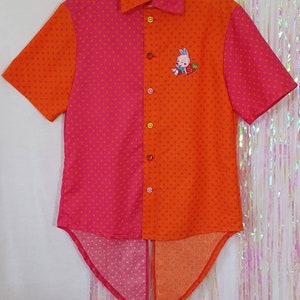 DECORA Bright Orange Pink MASC Mens Fit SHIRT Tails - Etsy