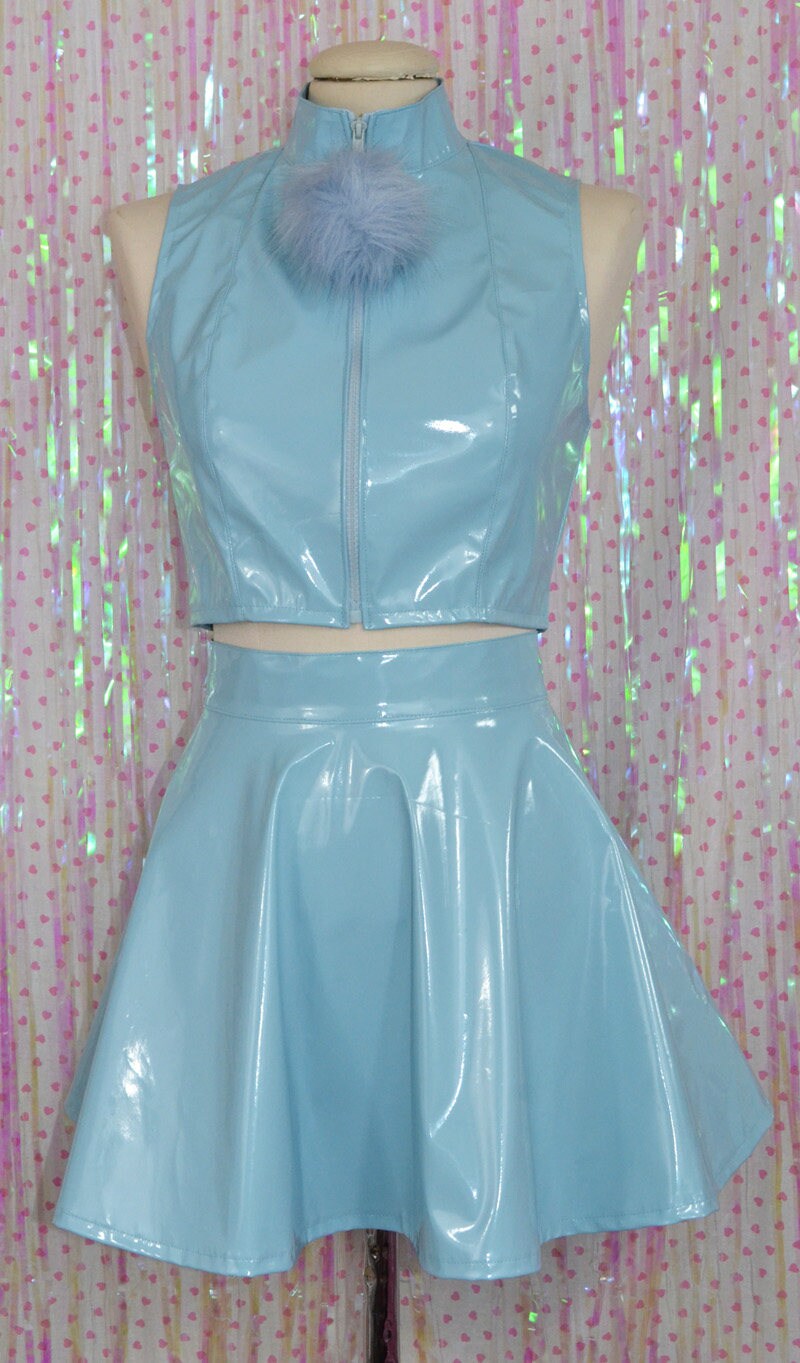 PASTEL PVC 2 Piece Pom Pom Powder Puff Set BLUE | Etsy