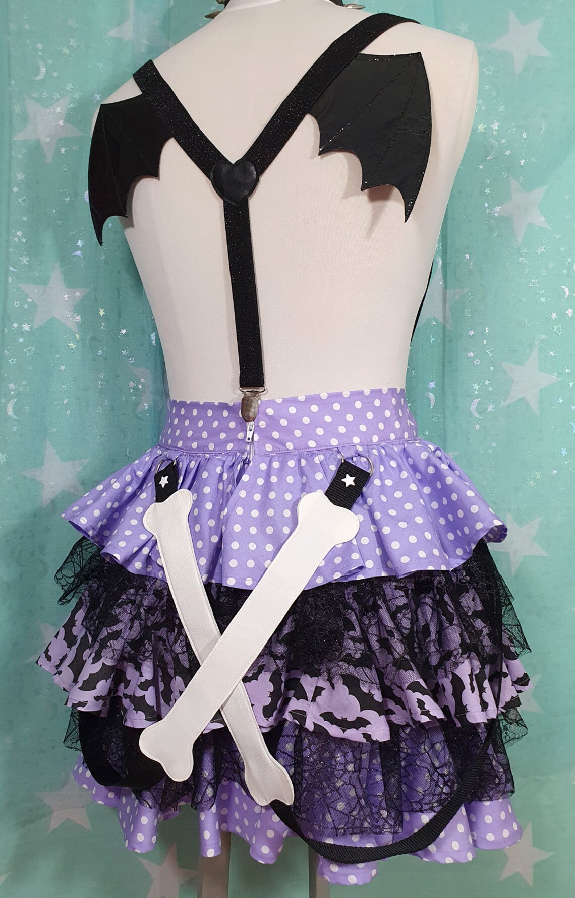 Pastel goth creepy cute BATS 'n' BONES bondage strap | Etsy
