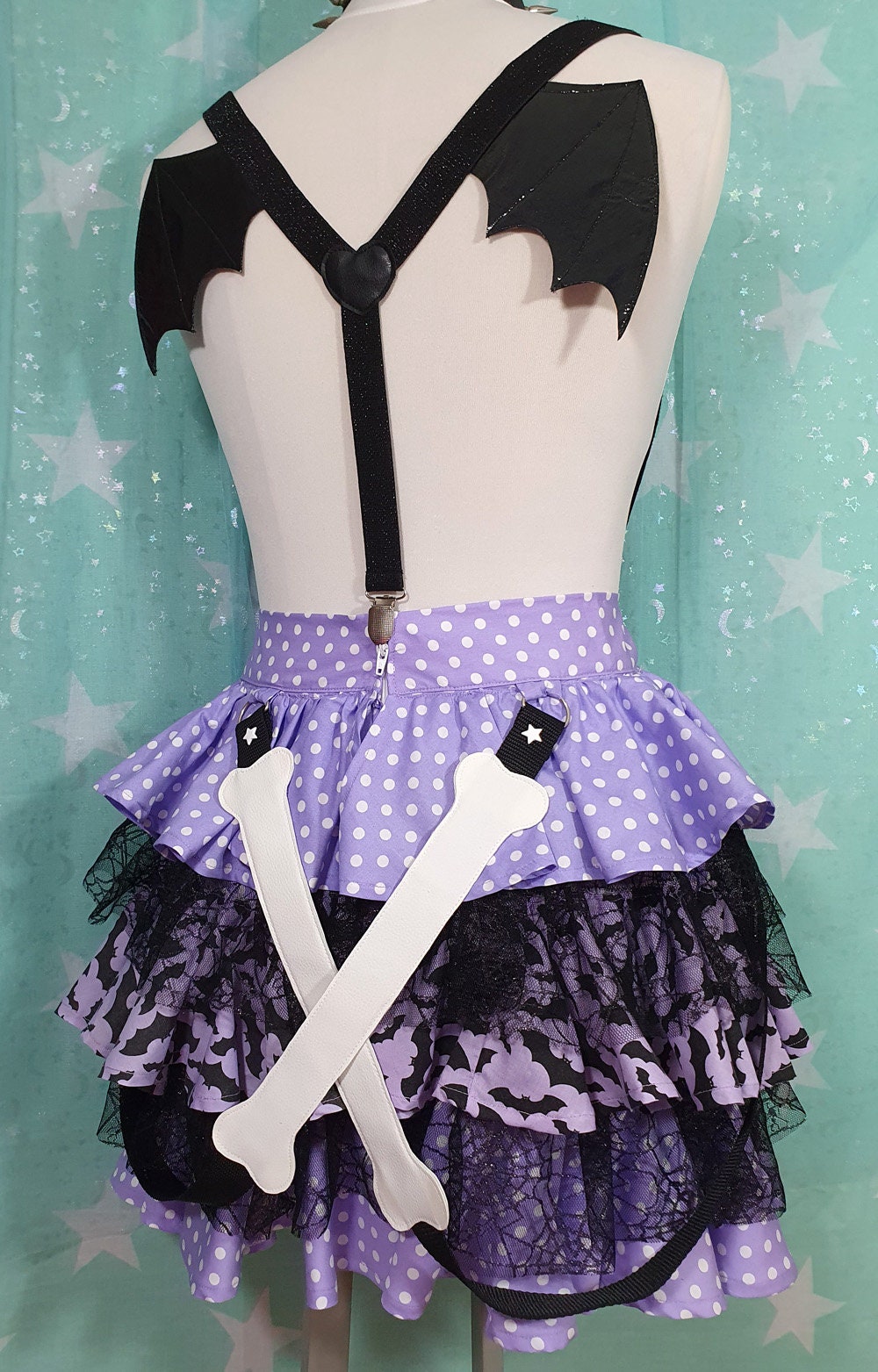 Pastel goth creepy cute BATS 'n' BONES bondage strap | Etsy