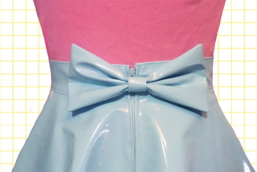 Pastel BLUE PVC Skater Skirt With Removable BOW Back - Etsy