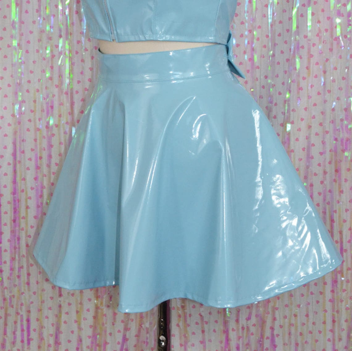 Pastel BLUE PVC Skater Skirt With Removable BOW Back - Etsy