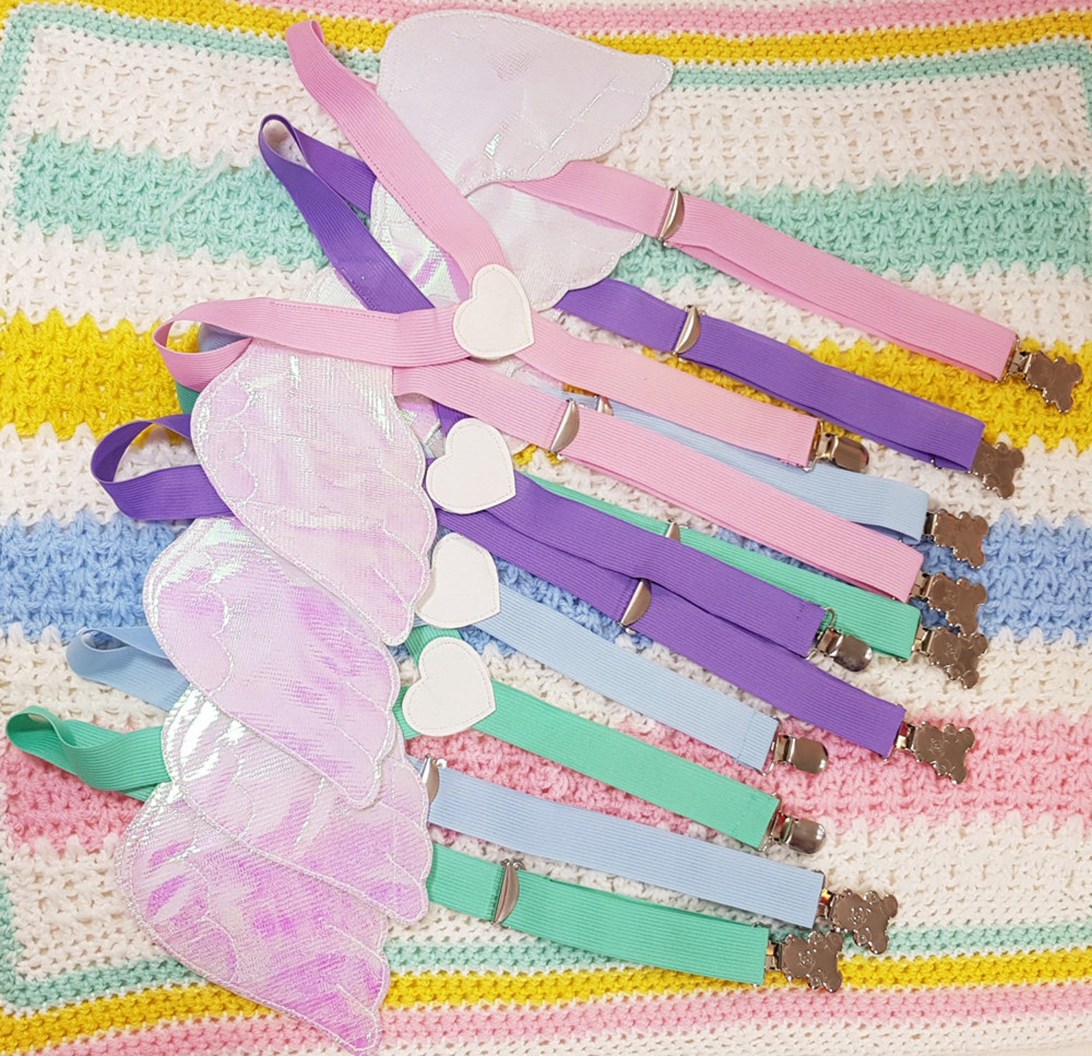 Sweet Shimmer Angel WINGS Pastel BRACES SUSPENDERS - 4 Colours - Etsy