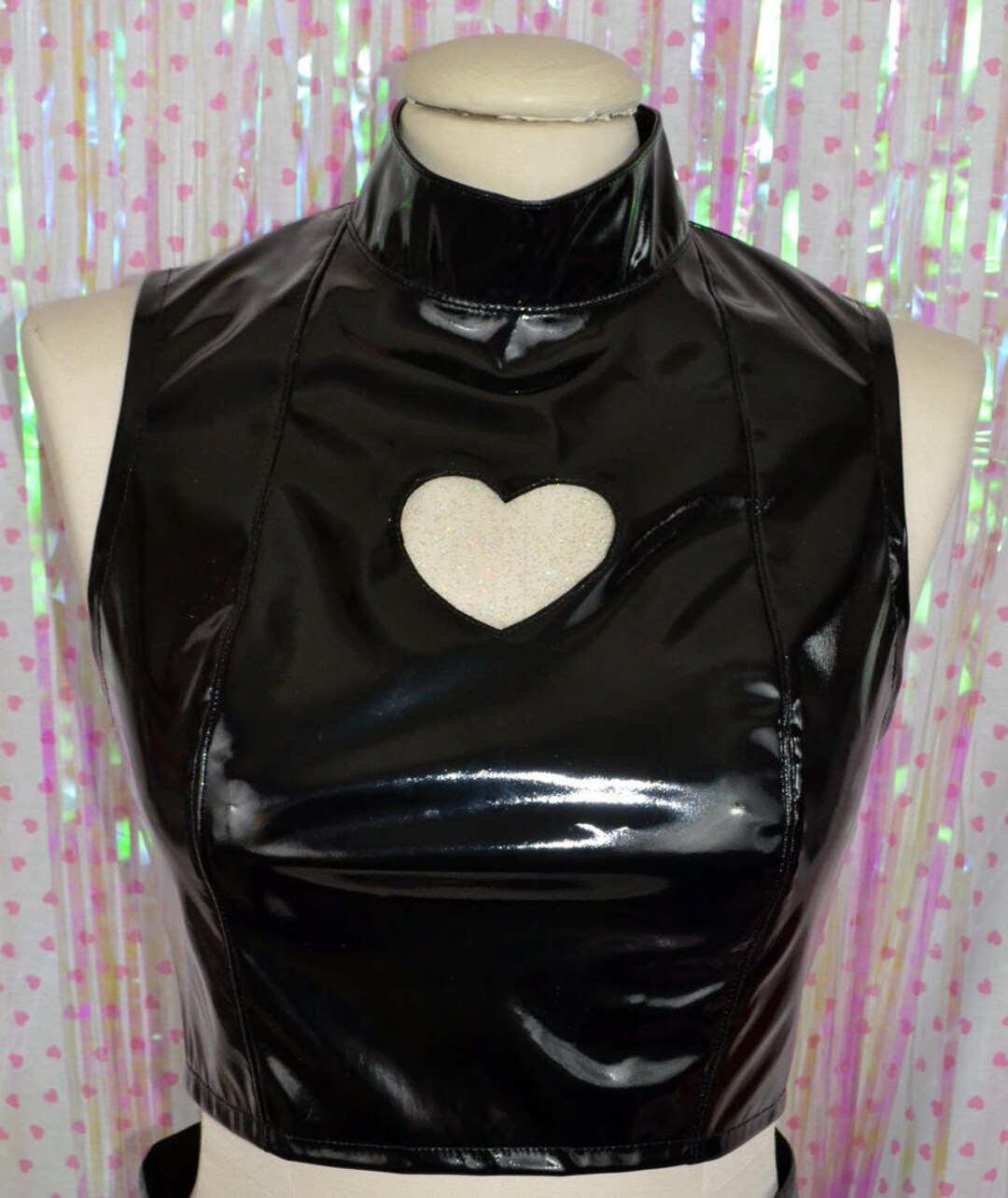 Bubble Goth Princess Pvc Glitter Heart Cut Out BLACK CROP TOP - Etsy
