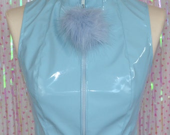 Pom pom powder puff pastel LILAC pvc CROP TOP | Etsy