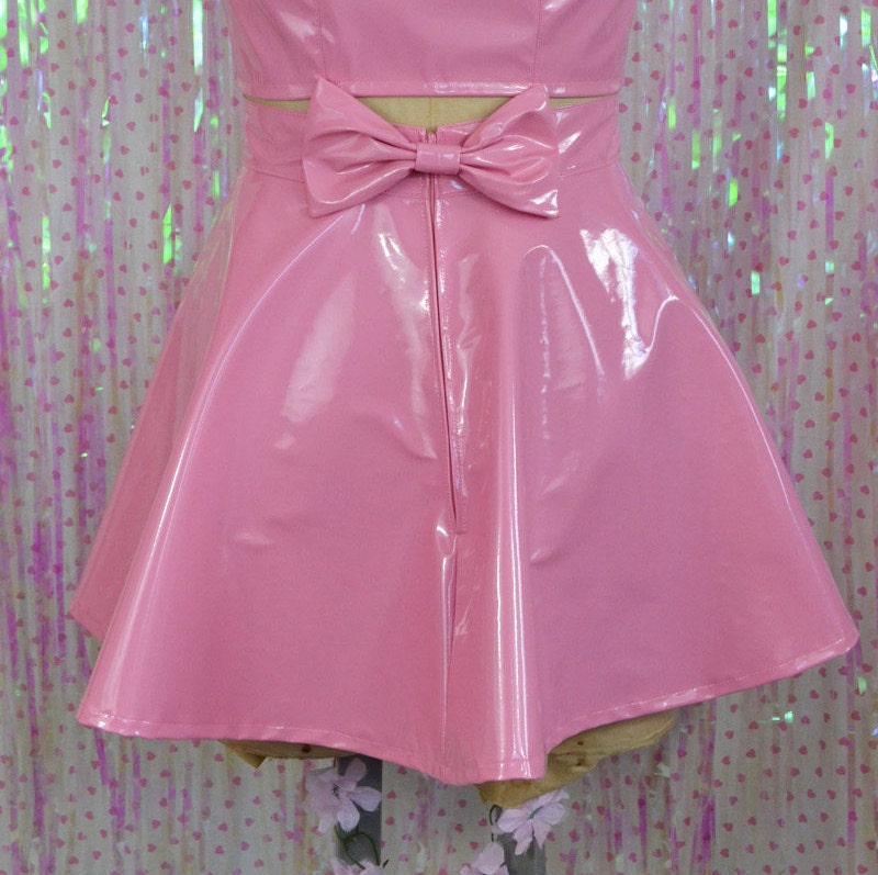 Pastel PINK PVC Skater Skirt With Removable BOW Back | Etsy