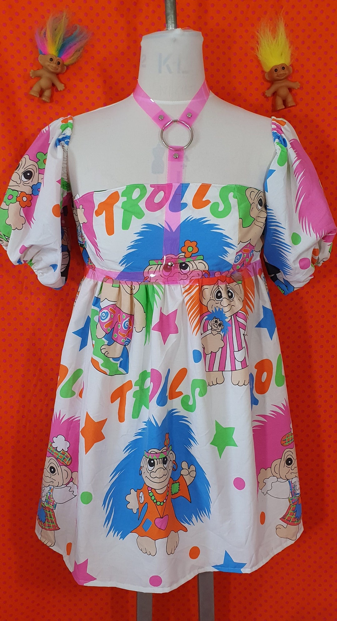 Vintage 90s Russ TROLLS Neon Harness DRESS Size L - Etsy