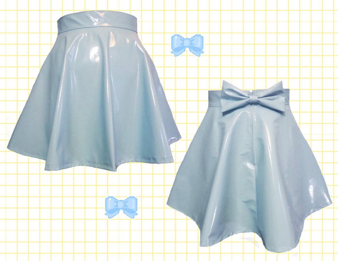Pastel BLUE PVC Skater Skirt With Removable BOW Back - Etsy