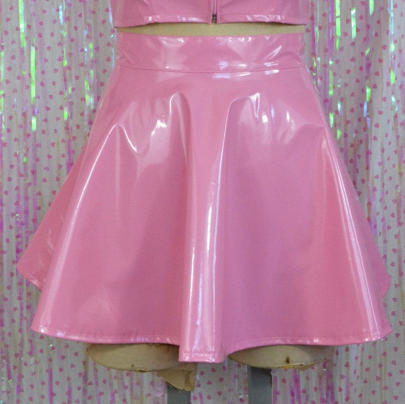 Pastel PINK PVC Skater Skirt With Removable BOW Back | Etsy