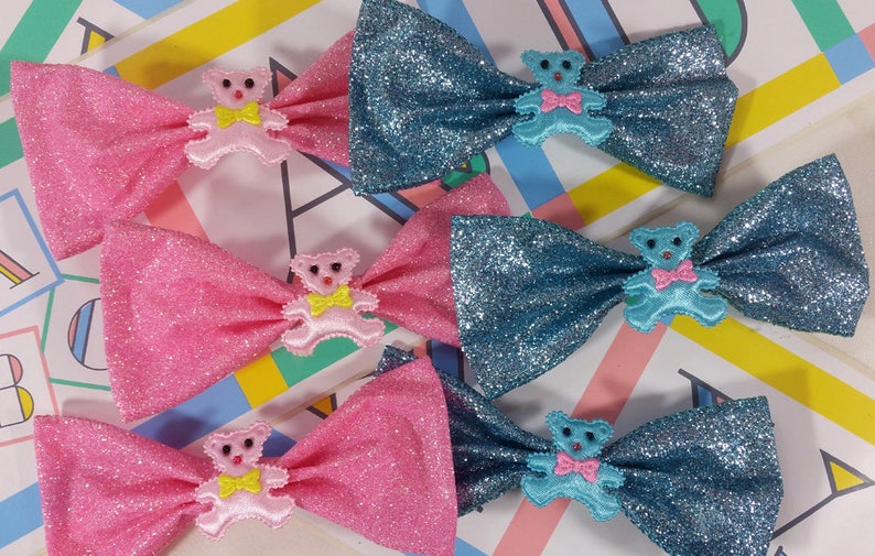 SPARKLE TEDS Glittery Teddy Hair Bow - Etsy