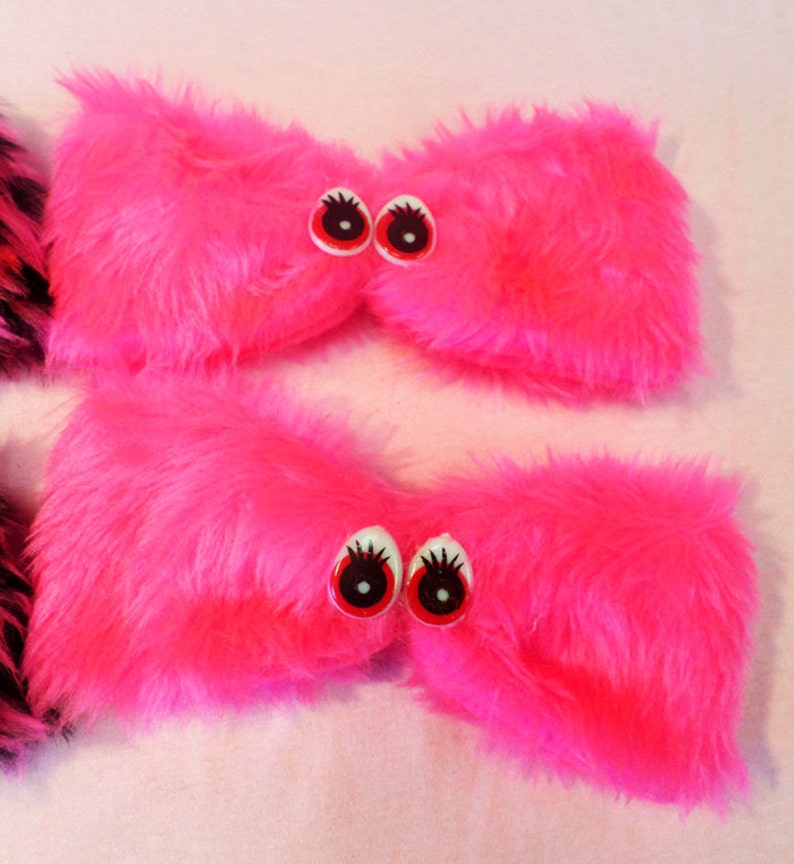 GRRR! Fuzzy FURRY Pink Animal Fur MONSTER Hair Bow - Etsy