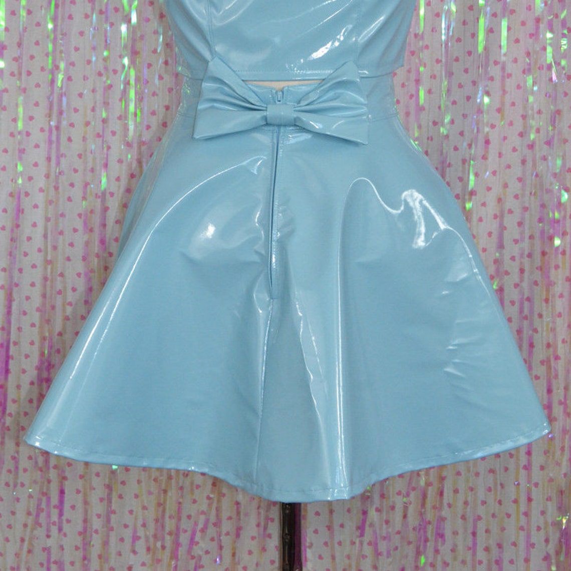 Pastel BLUE PVC Skater Skirt With Removable BOW Back - Etsy