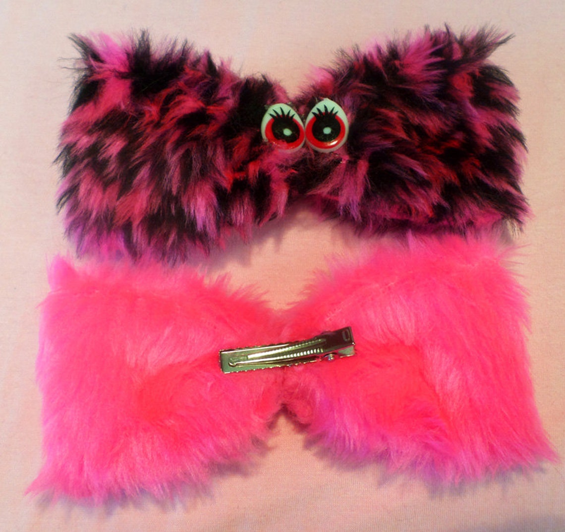 GRRR! Fuzzy FURRY Pink Animal Fur MONSTER Hair Bow - Etsy