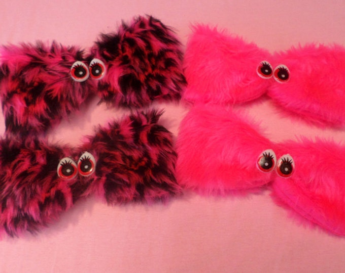 GRRR! Fuzzy FURRY Pink Animal Fur MONSTER Hair Bow - Etsy