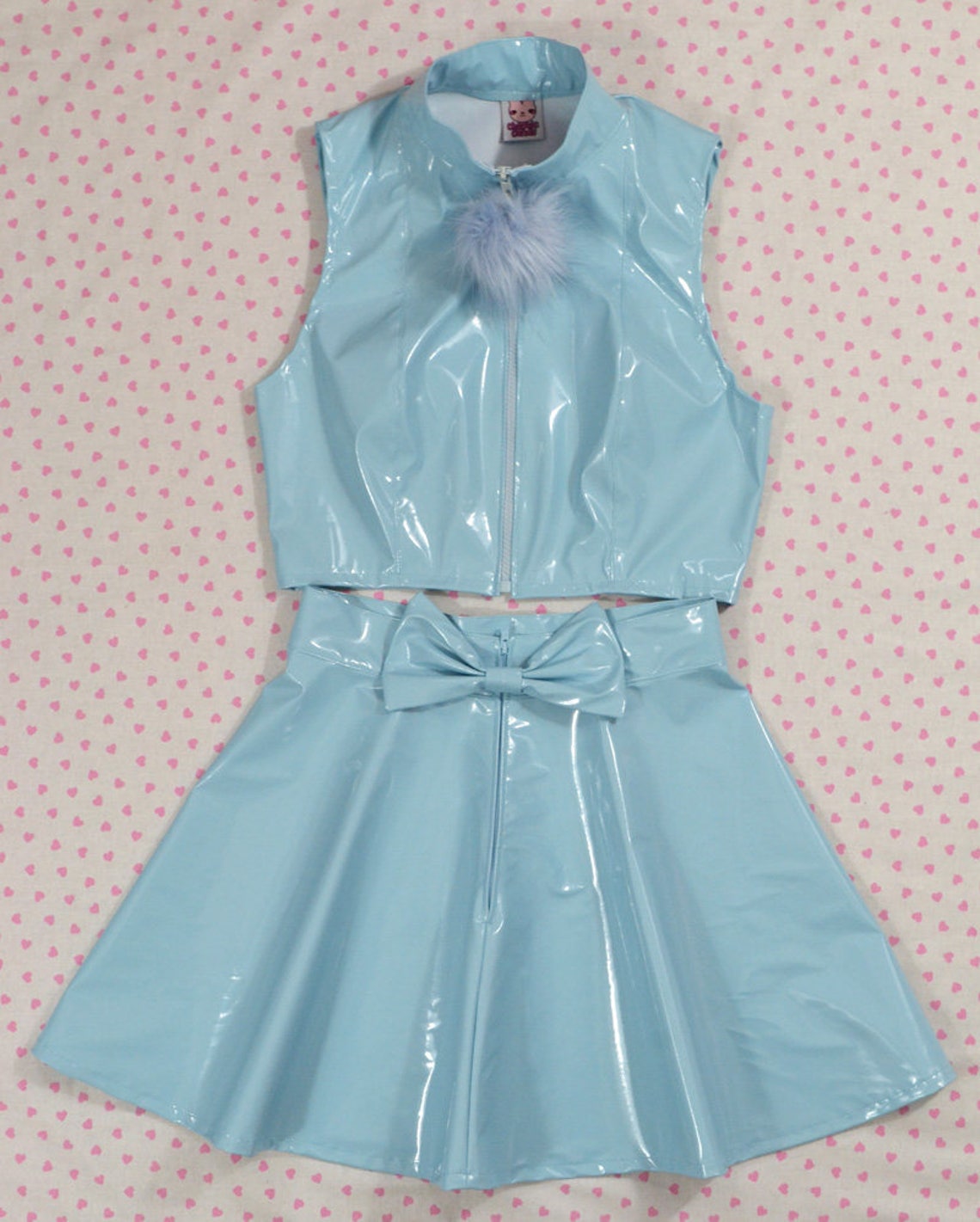 Pastel BLUE PVC Skater Skirt With Removable BOW Back - Etsy