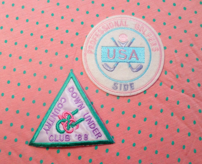 PASTEL Vintage 80's Emroidered Sporty PATCHES Set of 2 | Etsy