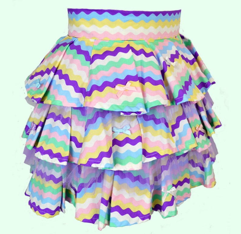 Pastel ICECREAM Ripple Ra-ra RUFFLE SKIRT With Little Bows - Etsy