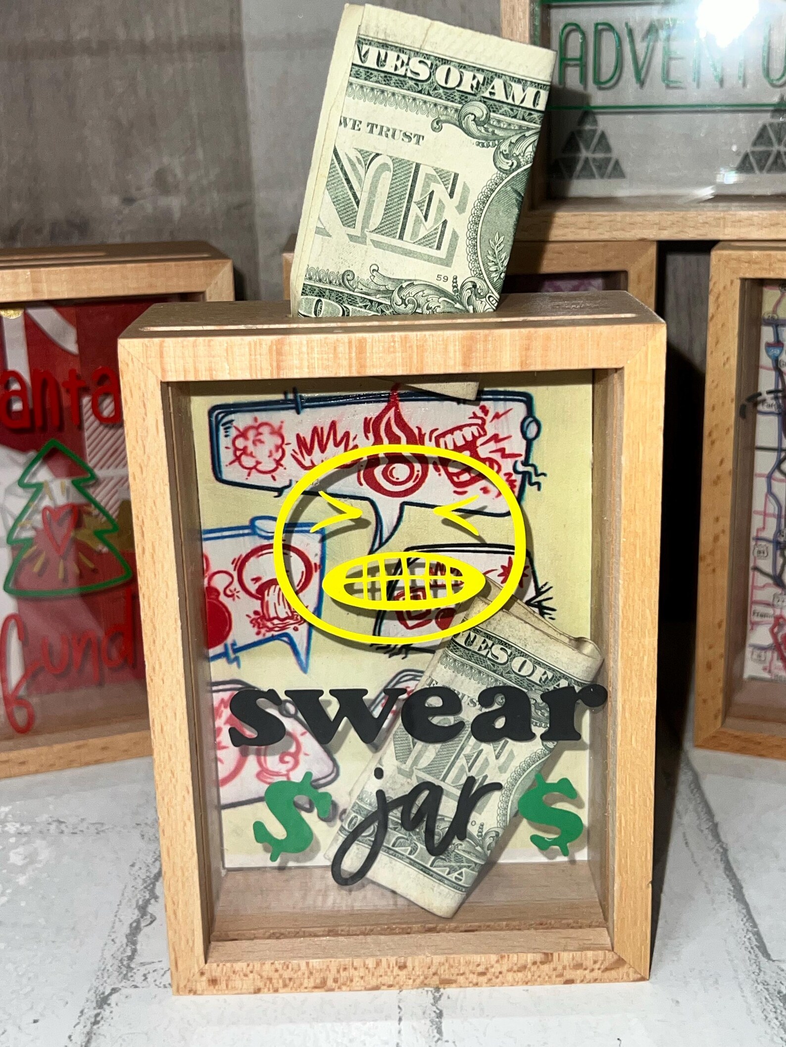 Handmade Wooden Swear Jar Bank: Decoupage Money Savings Bank - Etsy