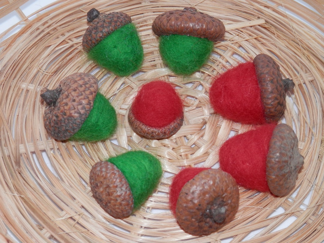 ACORNS HANDFELTED, ACORNS, Set of 8 Felted Acorns, Acorn Gifts, Felting ...