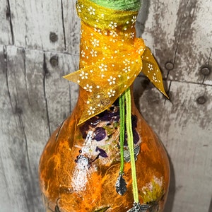 DECOUPAGE LIQUOR BOTTLE, Upcycle Decoupage Bottle, Lighted Decoupage ...