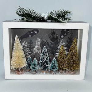 WINTER WOLF SHADOW Box, 3D Winter Scene, Decoupage Winter Box ...