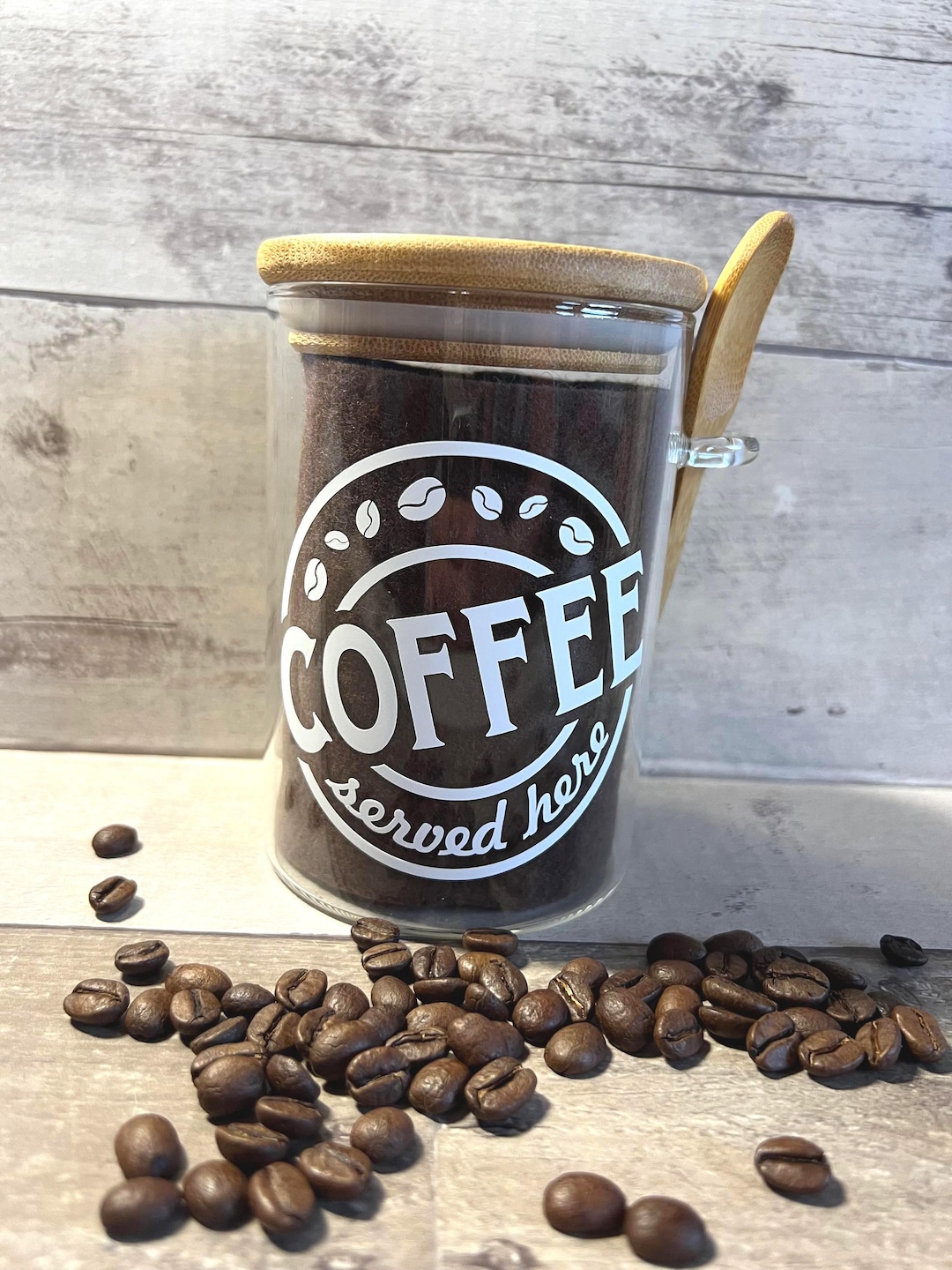 Airtight Glass Coffee Jar With Bamboo Lid & Spoon, Coffee Keeper ...