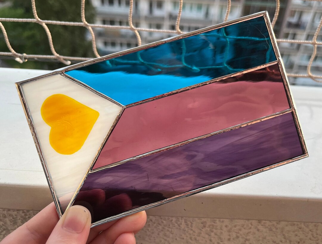 Polyamory LGBT Pride Flag LGBTQ+ Stained Glass Window Hanging Sun ...