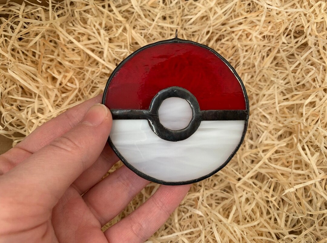 Pokémon Pokeball Stained Glass Suncatcher Window Hanging Home Decor ...
