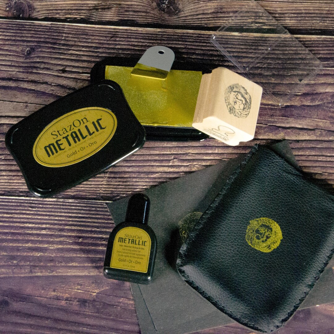 Stazon Metallic Solvent Ink Kit Gold Colored Ink for Versatile Stamping ...