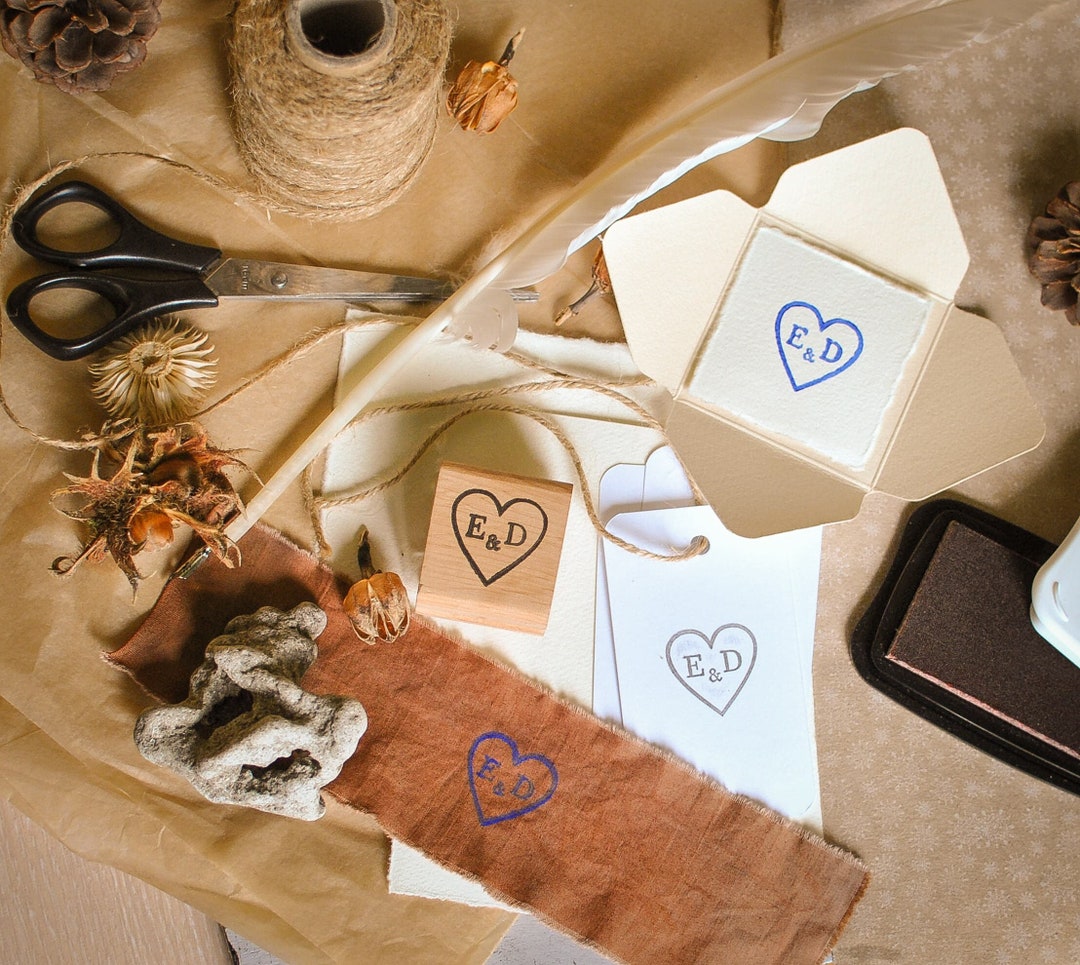 Heart Initials Rubber Stamp - Personalized Stamp for Romantic Crafts ...