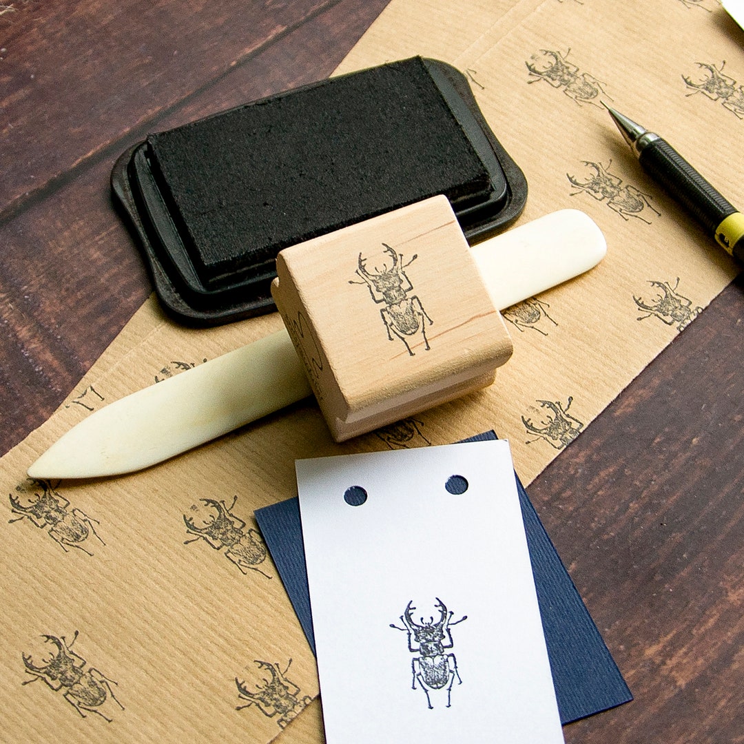 Stag Beetle Wooden Block Rubber Stamp: Nature-inspired Crafting ...