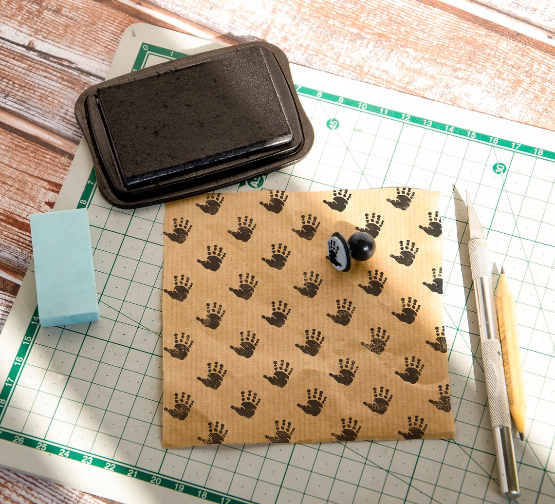Small Stamp Hand Print - Mini Rubber Stamp for Personalized Touch and ...