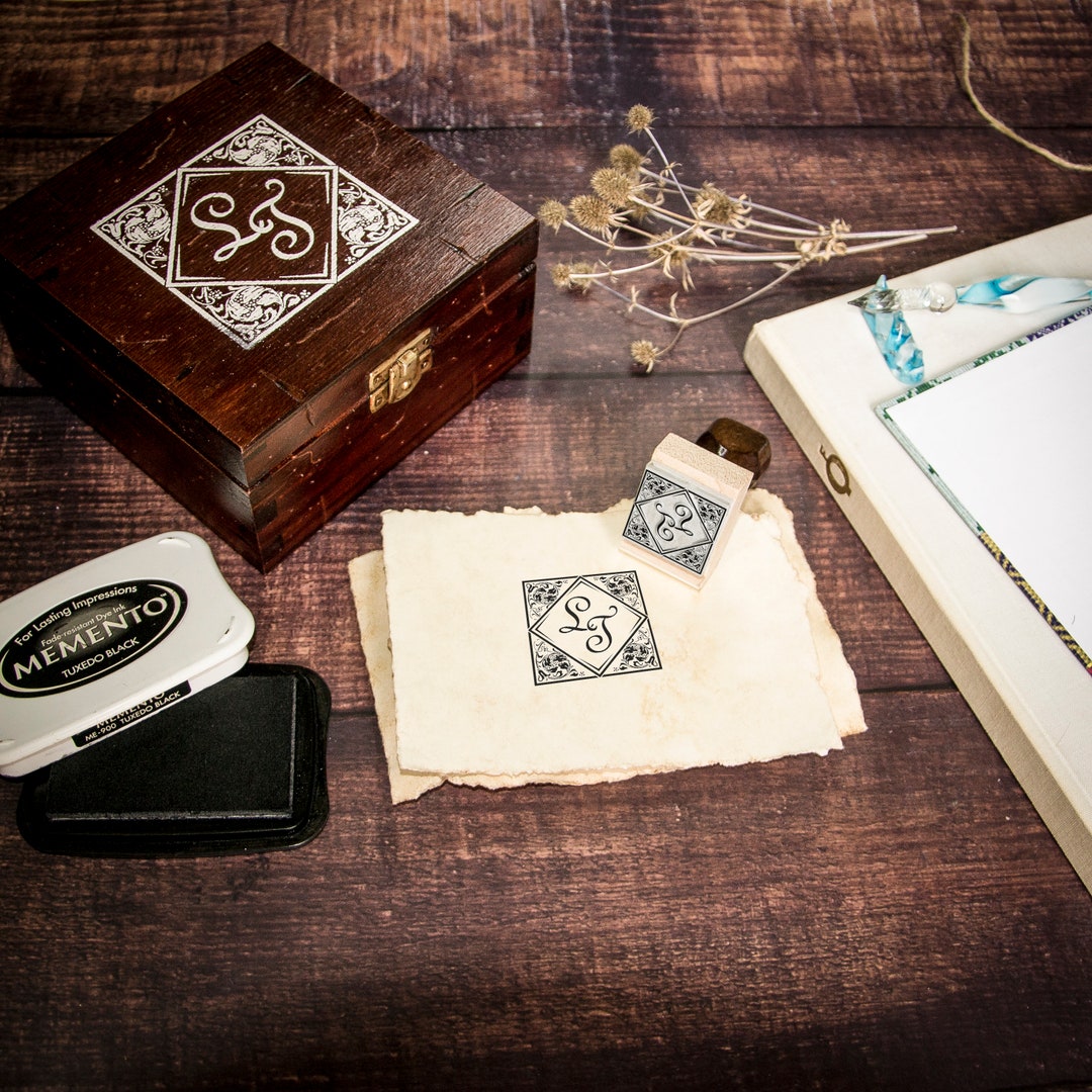 Custom Initial Stamp: Personalized Stationery, Crafts, Wooden Gift Box ...