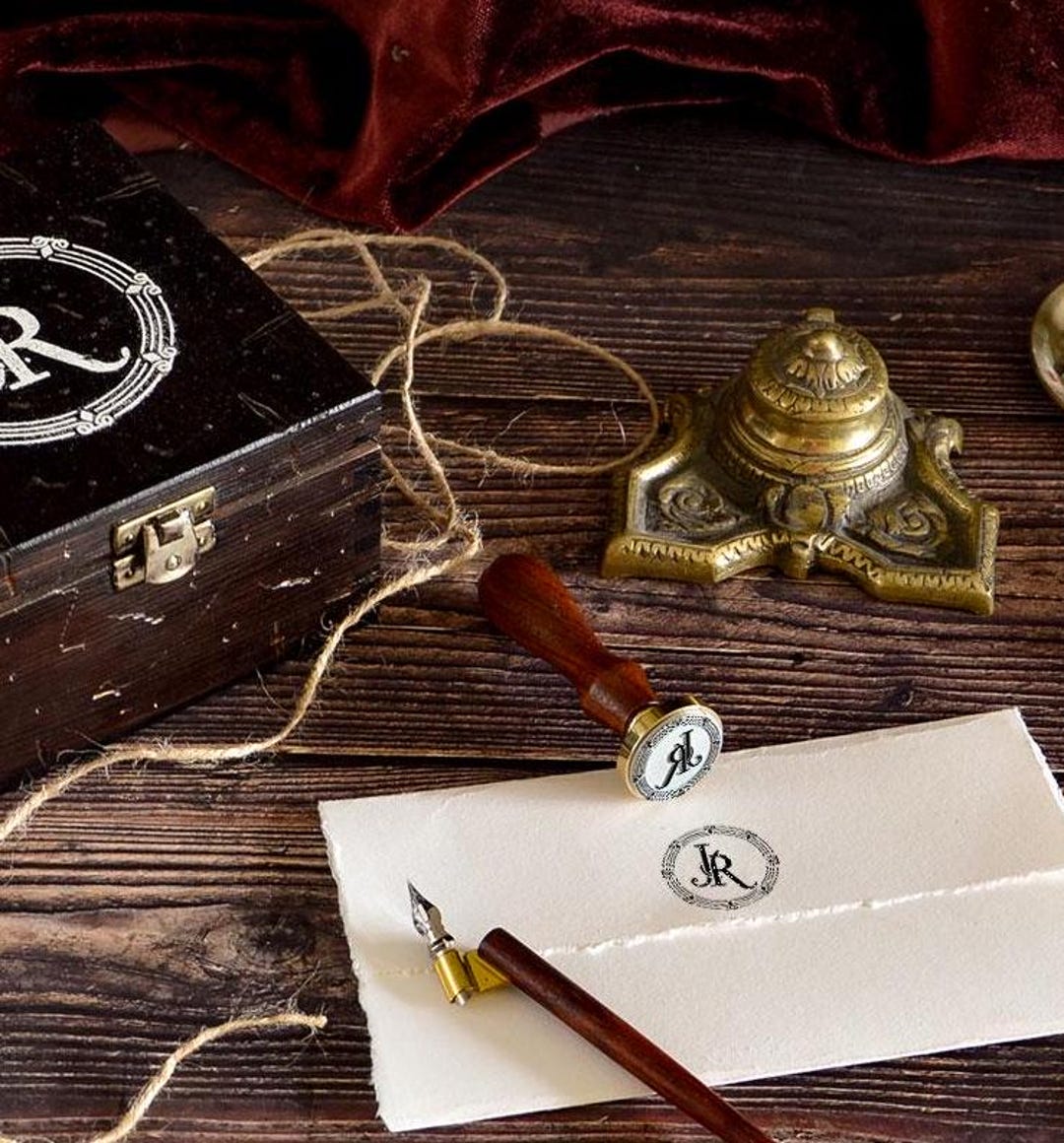 Custom Initial Stamp With Wooden Gift Box Perfect Gift for Newlyweds or ...