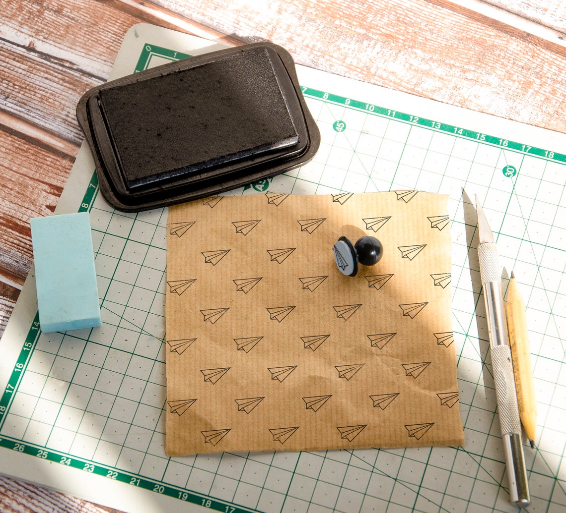Mini Rubber Stamp Paper Airplane Small Rubber Stamp Airplane - Etsy