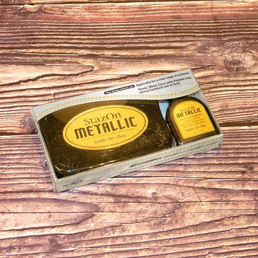 Stazon Metallic Solvent Ink Kit – Gold Colored Ink for Versatile ...